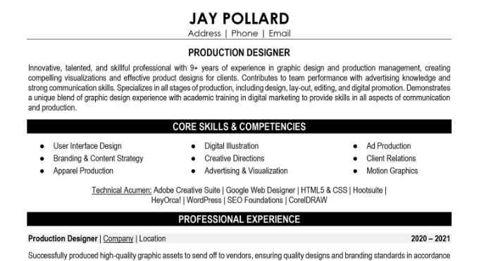 A Practical Guide to Writing a Production Designer Resume