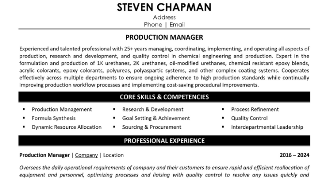 The Practical Guide to Writing a Production Manager Resume