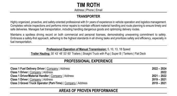 A Practical Guide to Writing a Transporter Resume That Stands Out