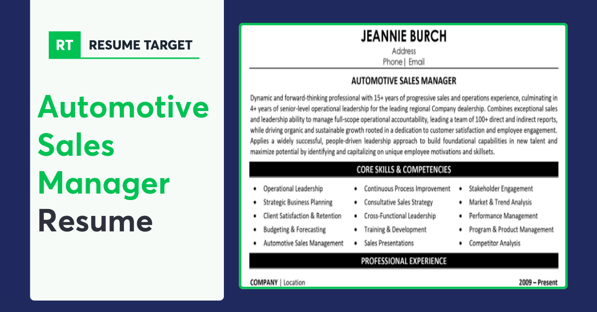 4The Insider's Guide to Writing an Automotive Sales Manager Resume