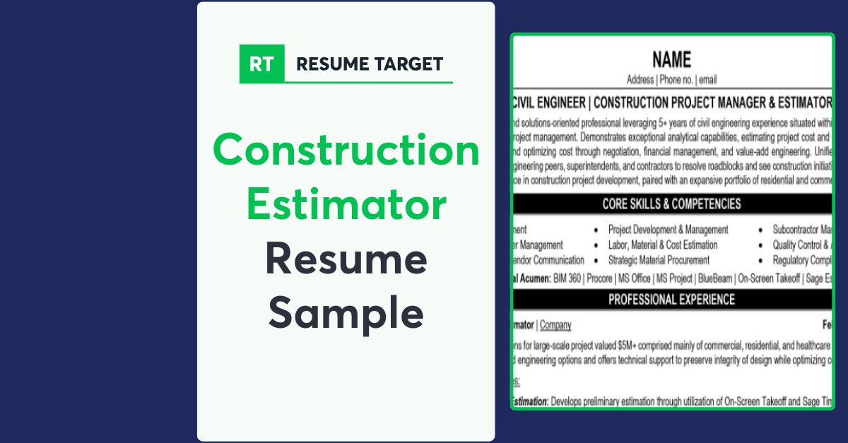 A Proven Framework to Writing a Construction Estimator Resume That ...