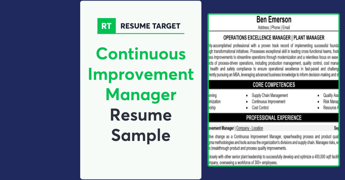 A Step-by-Step Guide to Writing a Continuous Improvement Manager Resume