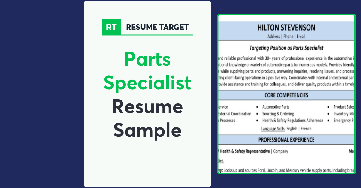 The Expert Guide to Writing a Parts Specialist Resume