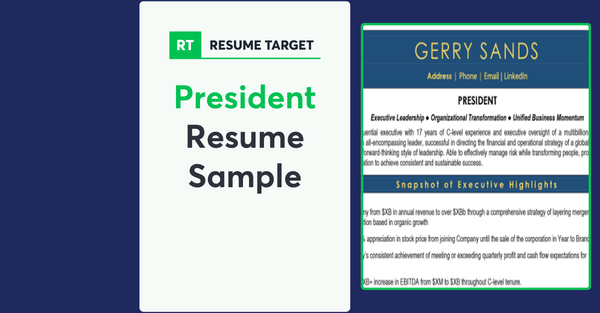 The Insider's Guide to Writing a President Resume That Stands Out!