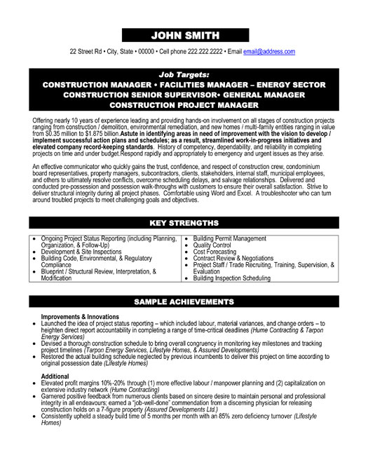 Top Construction Resume Templates Samples