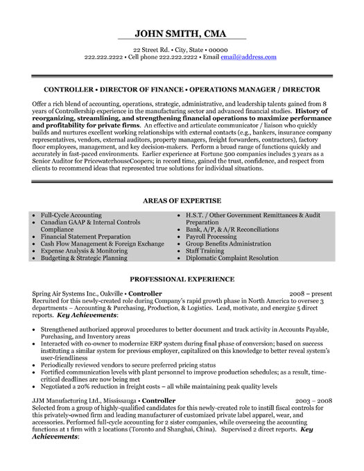 Director Of Operations Resume Sample Template
