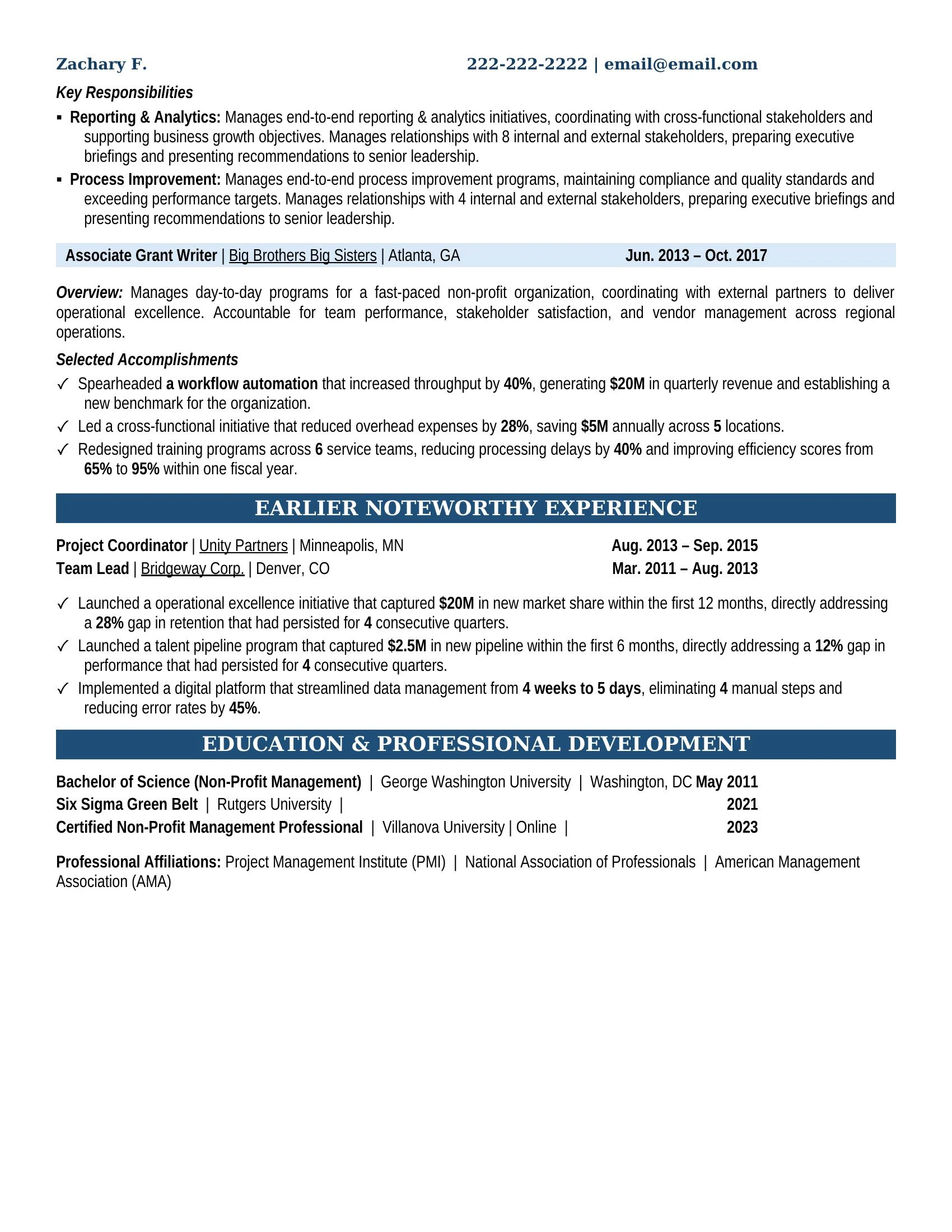 Grant Writer Resume Sample (2026)