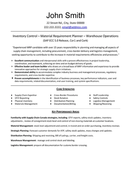 Professional Inventory Control Warehouse Operations Resume Sample (2026)