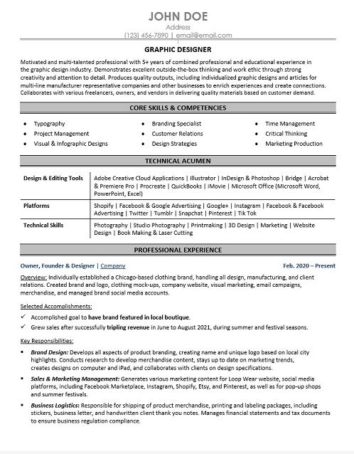 Graphic Designer Resume Sample & Template Graphic Designer Resume Sample & Template