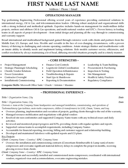 Operations Manager Resume Sample Sutajoyoe