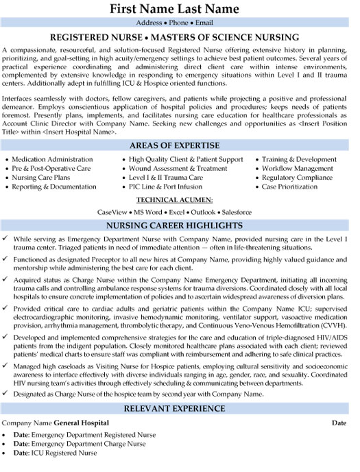Registered Nursing Professional Resume Sample Template