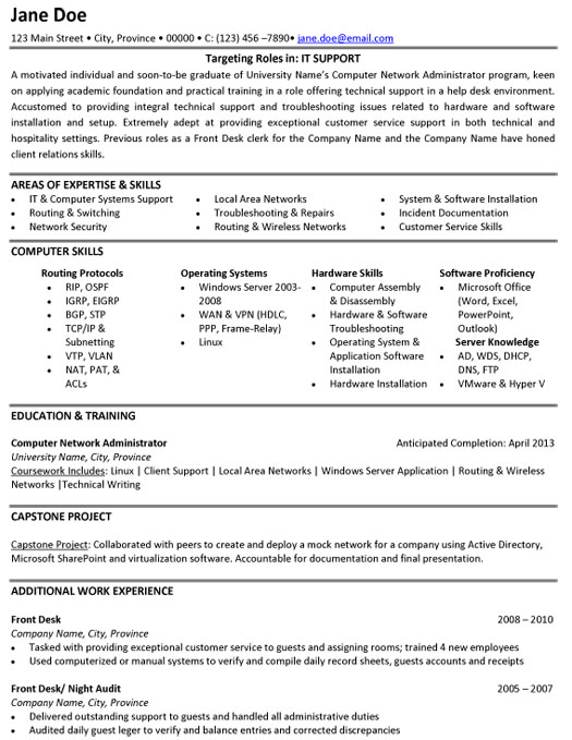 IT Support Resume Sample Template