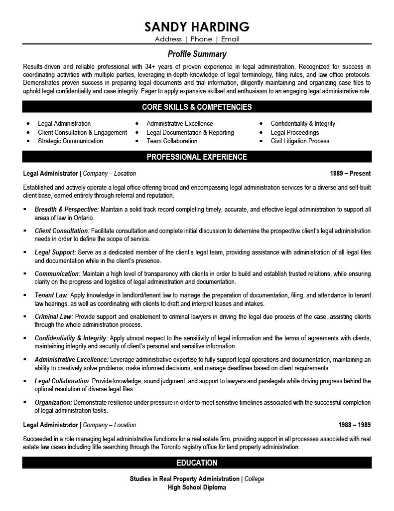 The Proven Framework to Writing a Legal Administrator Resume