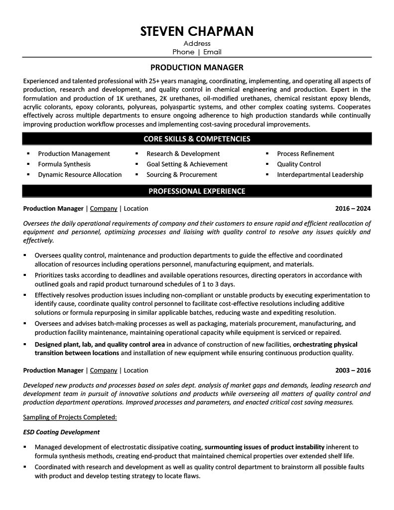 The Practical Guide to Writing a Production Manager Resume