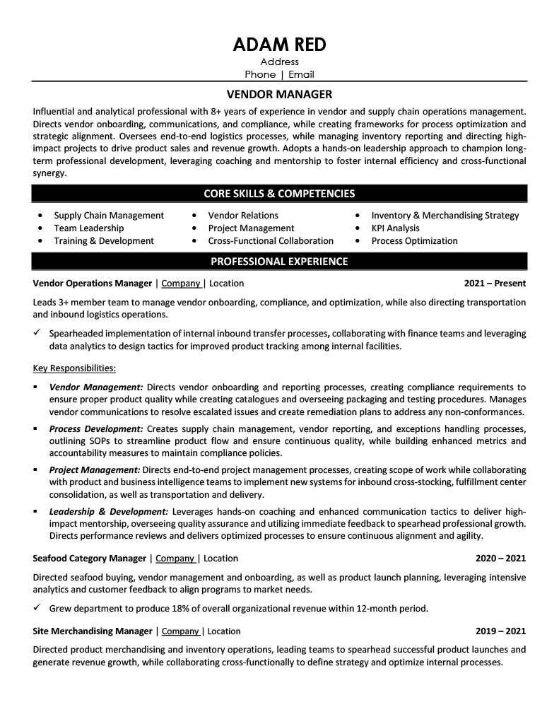 The Practical Guide to Getting Your Vendor Manager Resume Noticed!